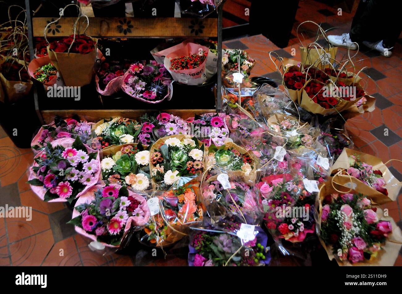 Copenhagen/ Denmark/30 december. 2024/ Flower vendor display flower ...