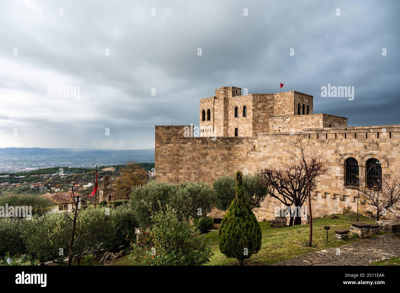 Landscape and architecture of the historical Kruja castle, Durres ...