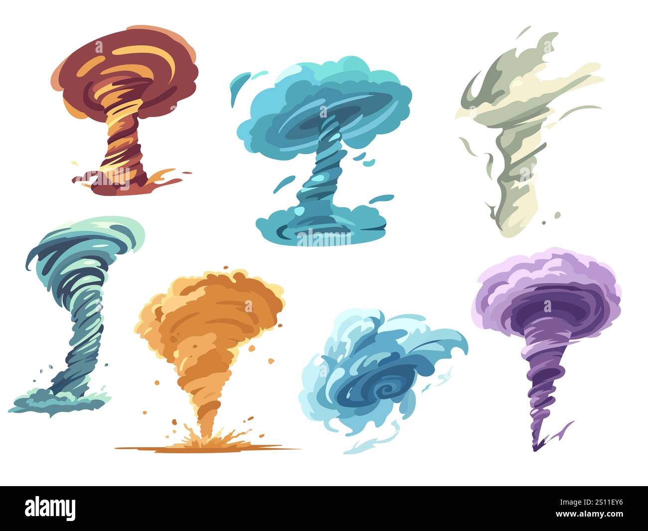 Color twisted tornado. Tropical storms, magic whirlwinds and vortex ...