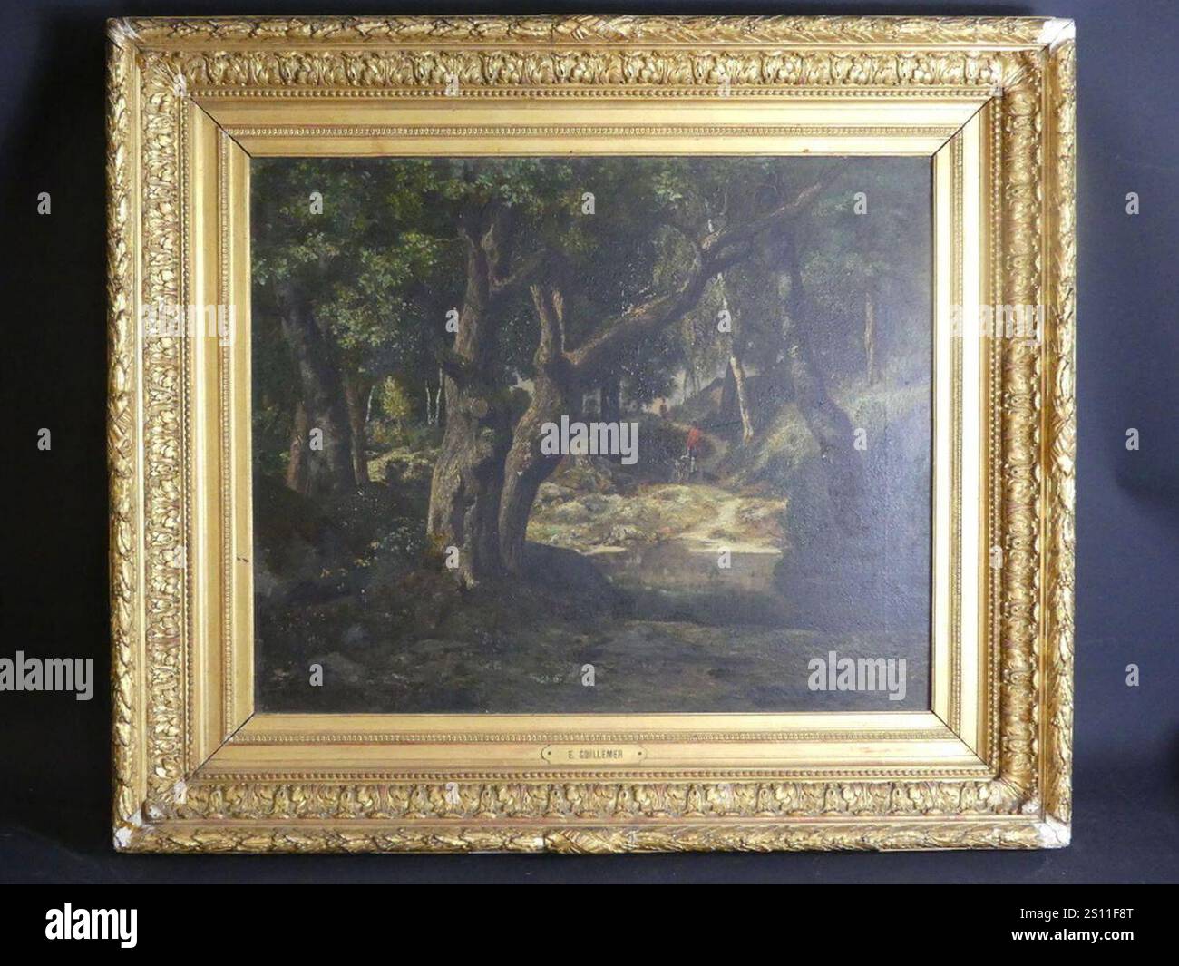 Ernest Guillemer - Paire de paysages animés, huile sur toile, Signé en ...