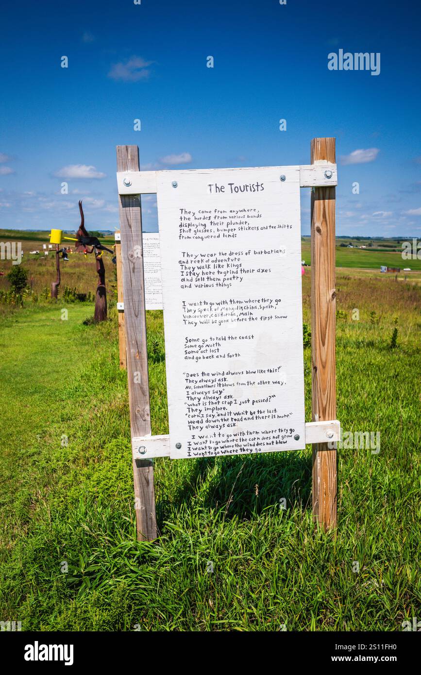 Montrose SD USA - August 26, 2017: The Tourists Poem painted on sign in ...