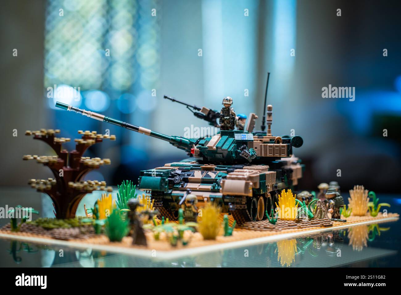 plastic toy model of modern Russian armored battle tank T-90 of RF ...