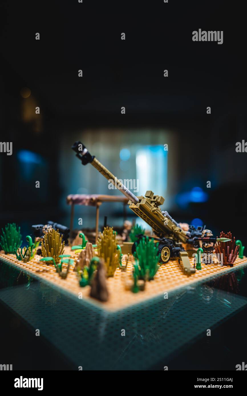 plastic toy model of modern British 155mm M777 howitzer of NATO ...