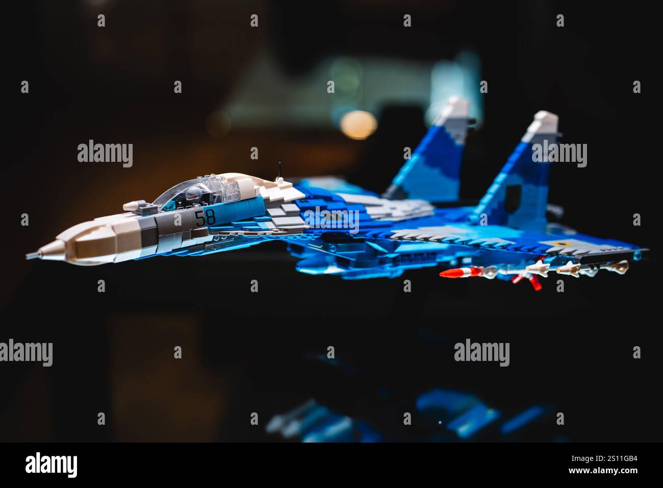 airplane toy model of modern military fighter jet SU 27 of russian or ...