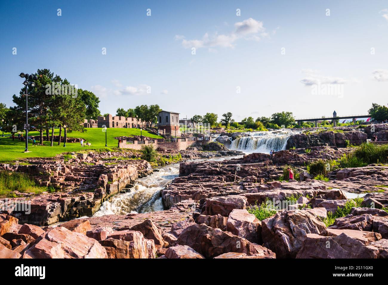 Sioux Falls, SD USA - August 26, 2017: Scenic view of waterfalls ...