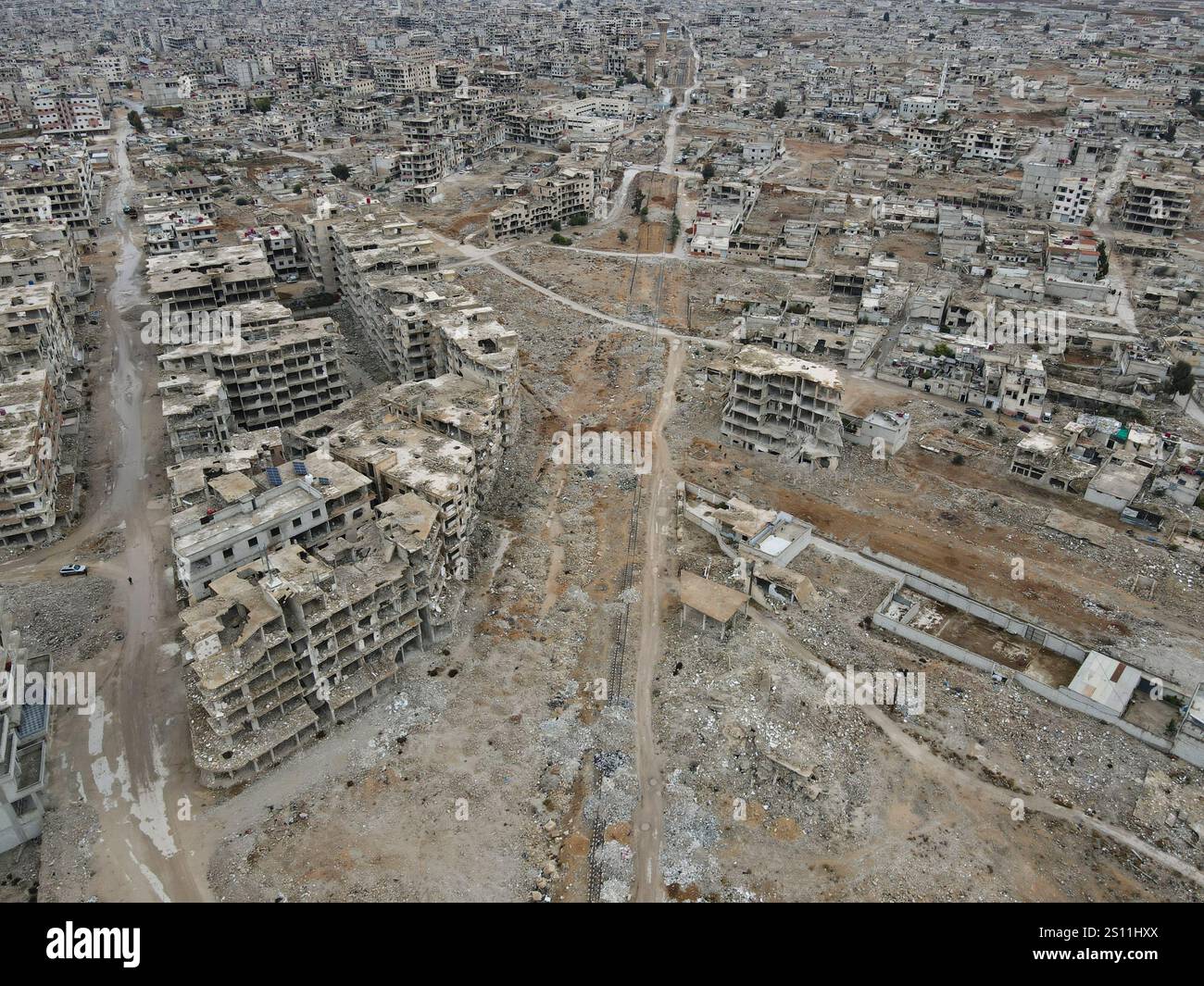 Buildings that were destroyed during the civil war are seen at a ...