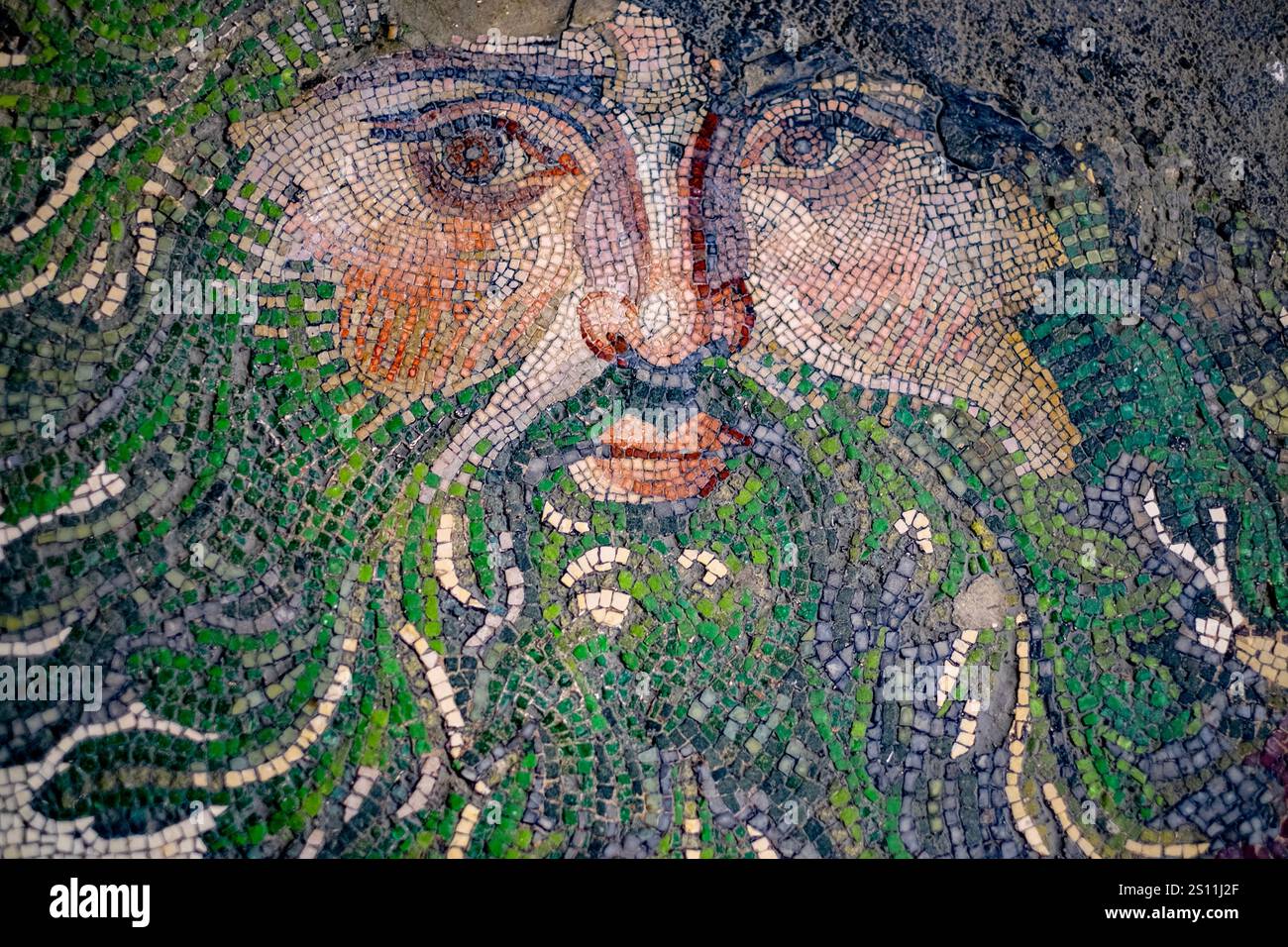 Bearded man, Great Palace of Constantinople Mosaic Museum (6th century ...