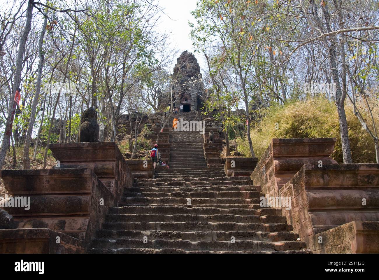 358 stairs lead to the Wat Banan on top of Phnom Banan, a Khmer temple ...