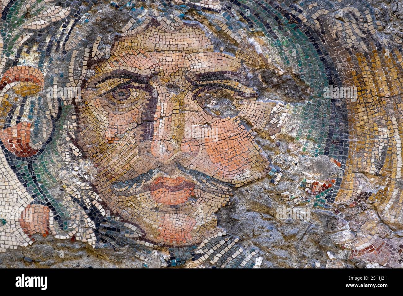 Bearded man, Great Palace of Constantinople Mosaic Museum (6th century ...