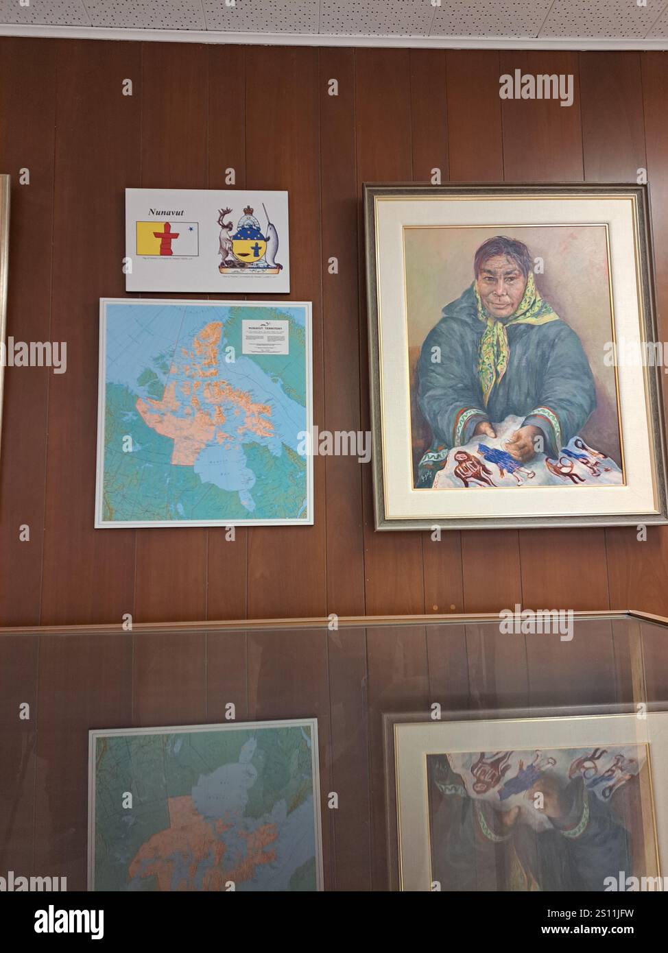 Map of Nunavut and picture of Inuit elder inside Itsanitaq Museum on La ...