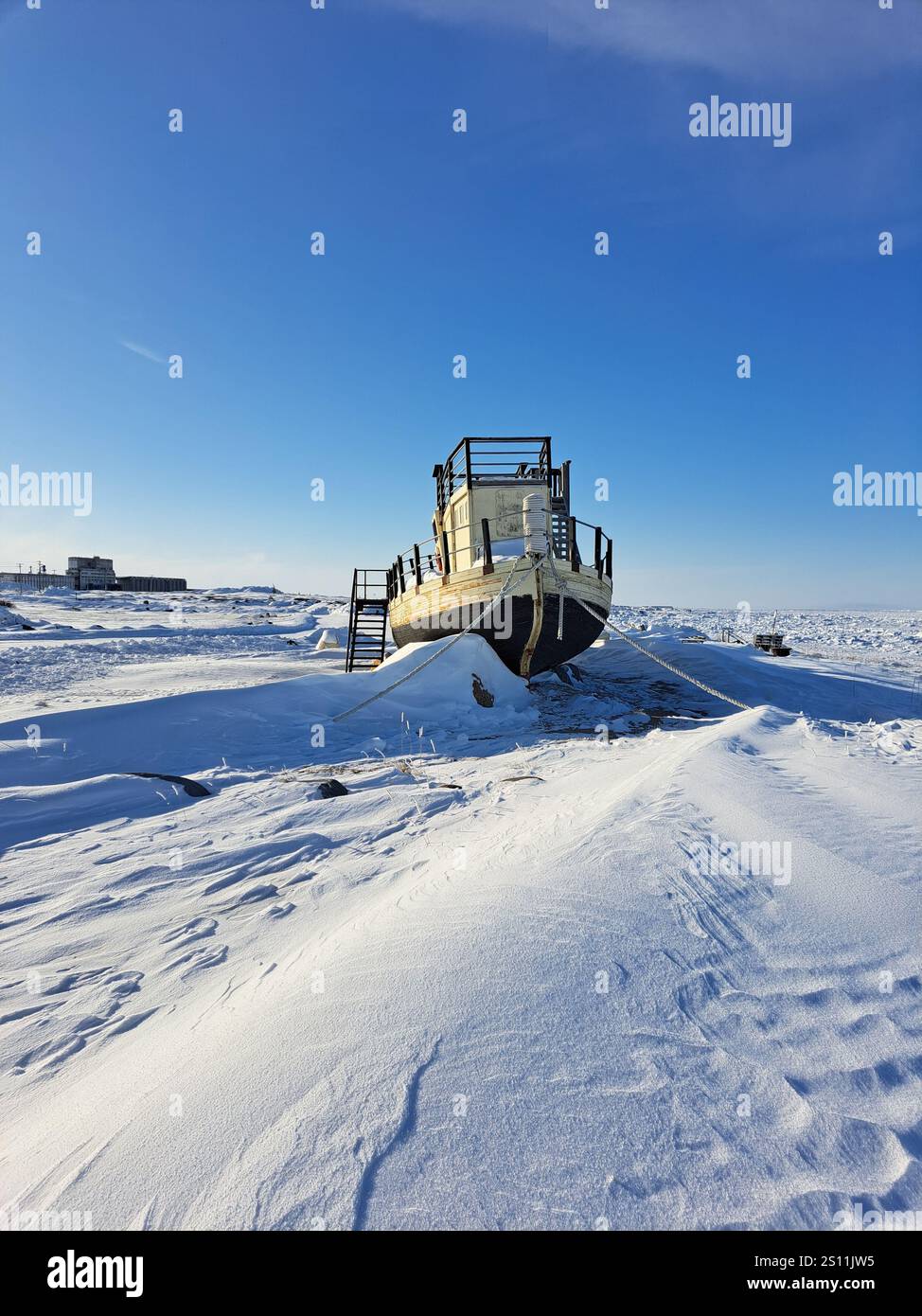 The Beluga boat at a beach on Hudson Bay in Churchill, Manitoba, Canada ...
