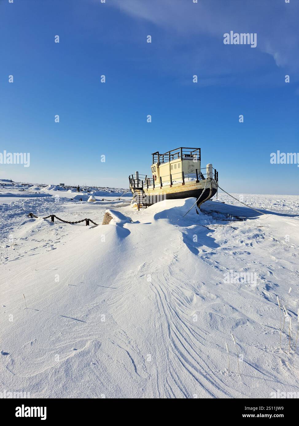 The Beluga boat at a beach on Hudson Bay in Churchill, Manitoba, Canada ...