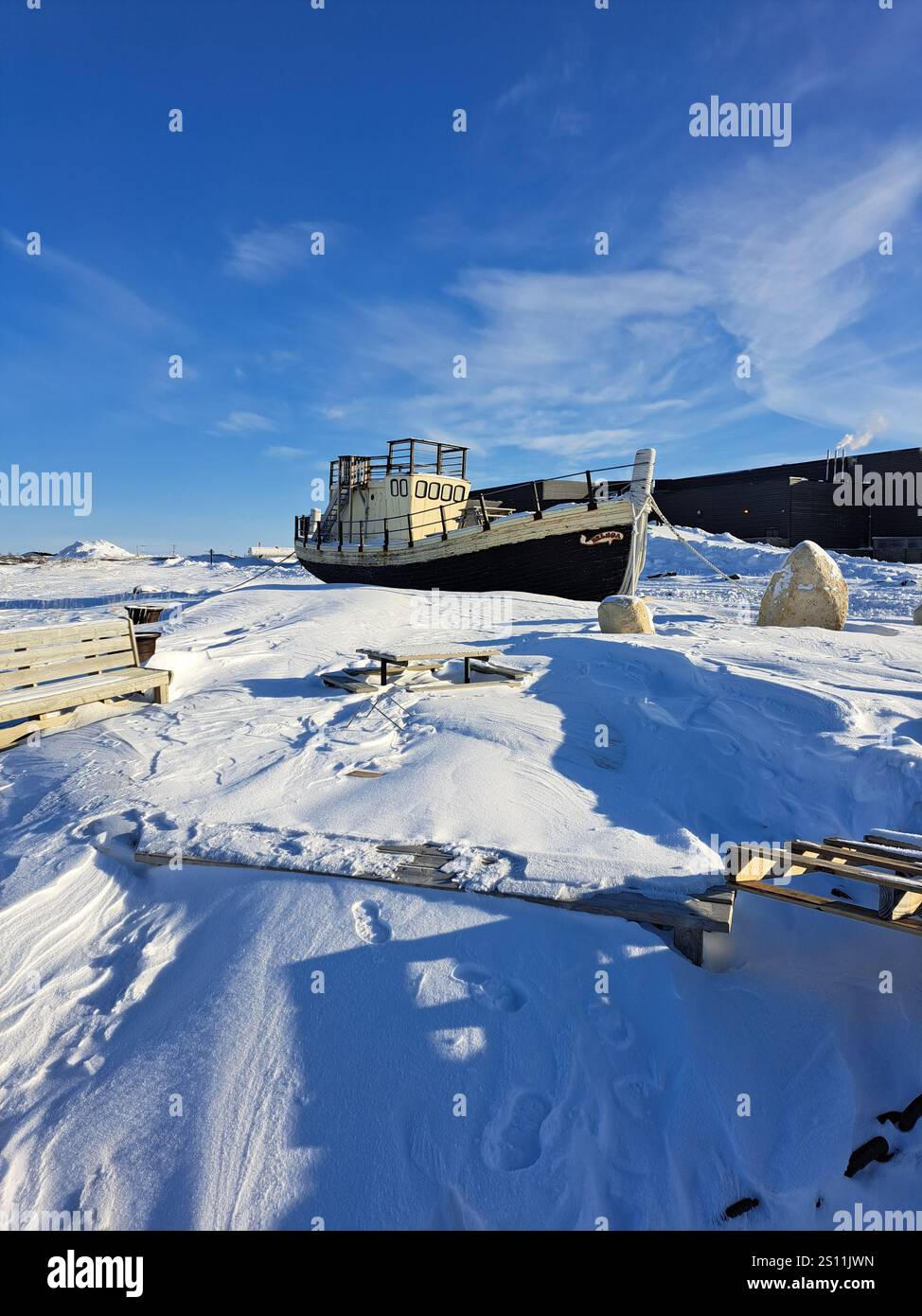 The Beluga boat at a beach on Hudson Bay in Churchill, Manitoba, Canada ...