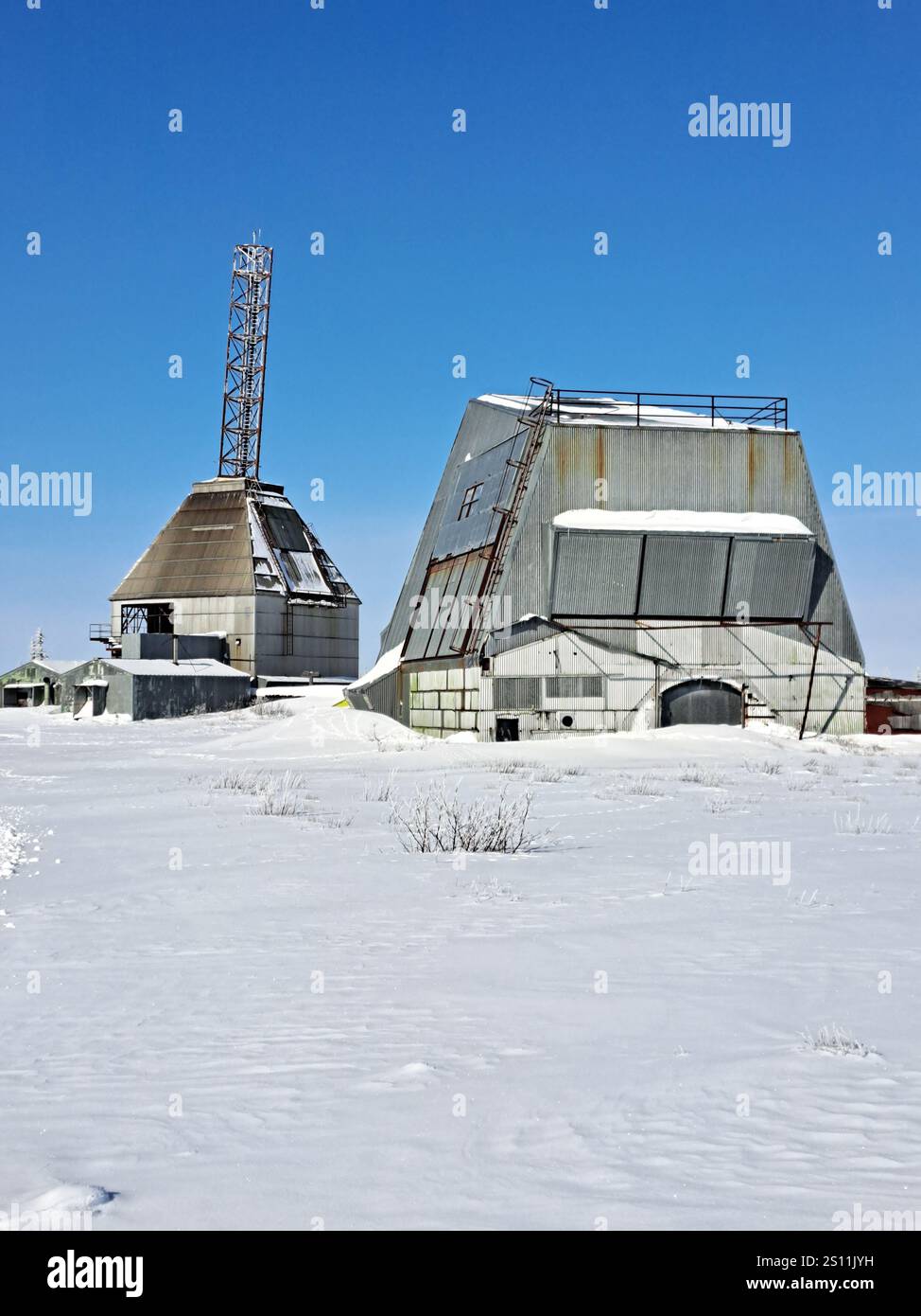 Aerobee launch tower at the decommissioned rocket range in Churchill ...