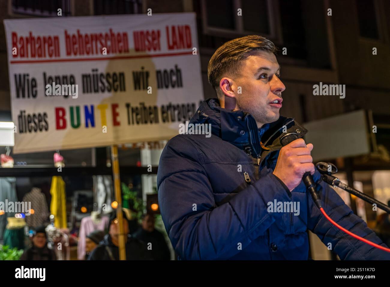 Cottbus, Germany. 30th Dec, 2024. Jean Pascal Hohm (AfD) speaks at ...