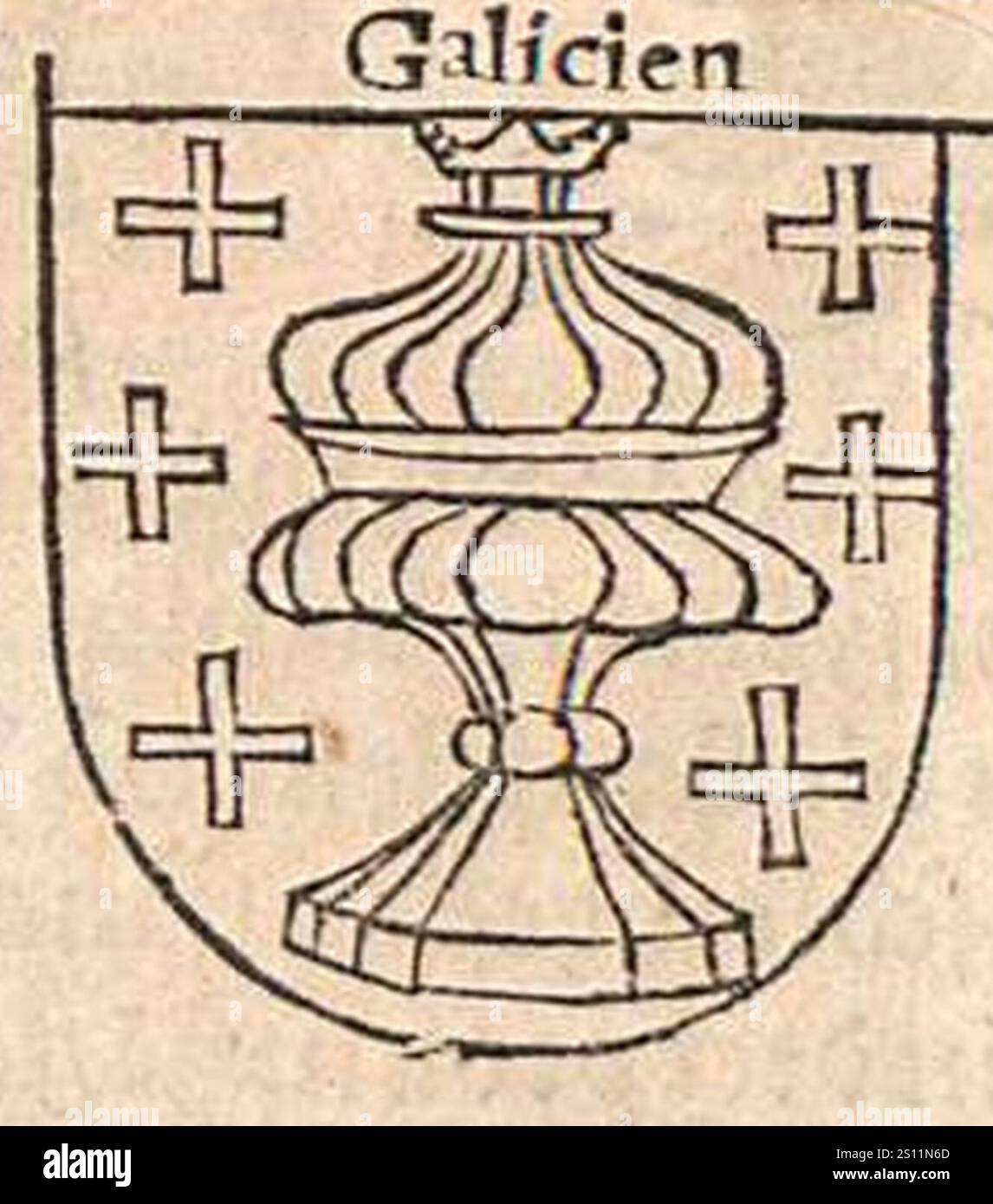 Escudo da Galiza na Cosmographia de Sebastian Münster (1544 Stock Photo ...