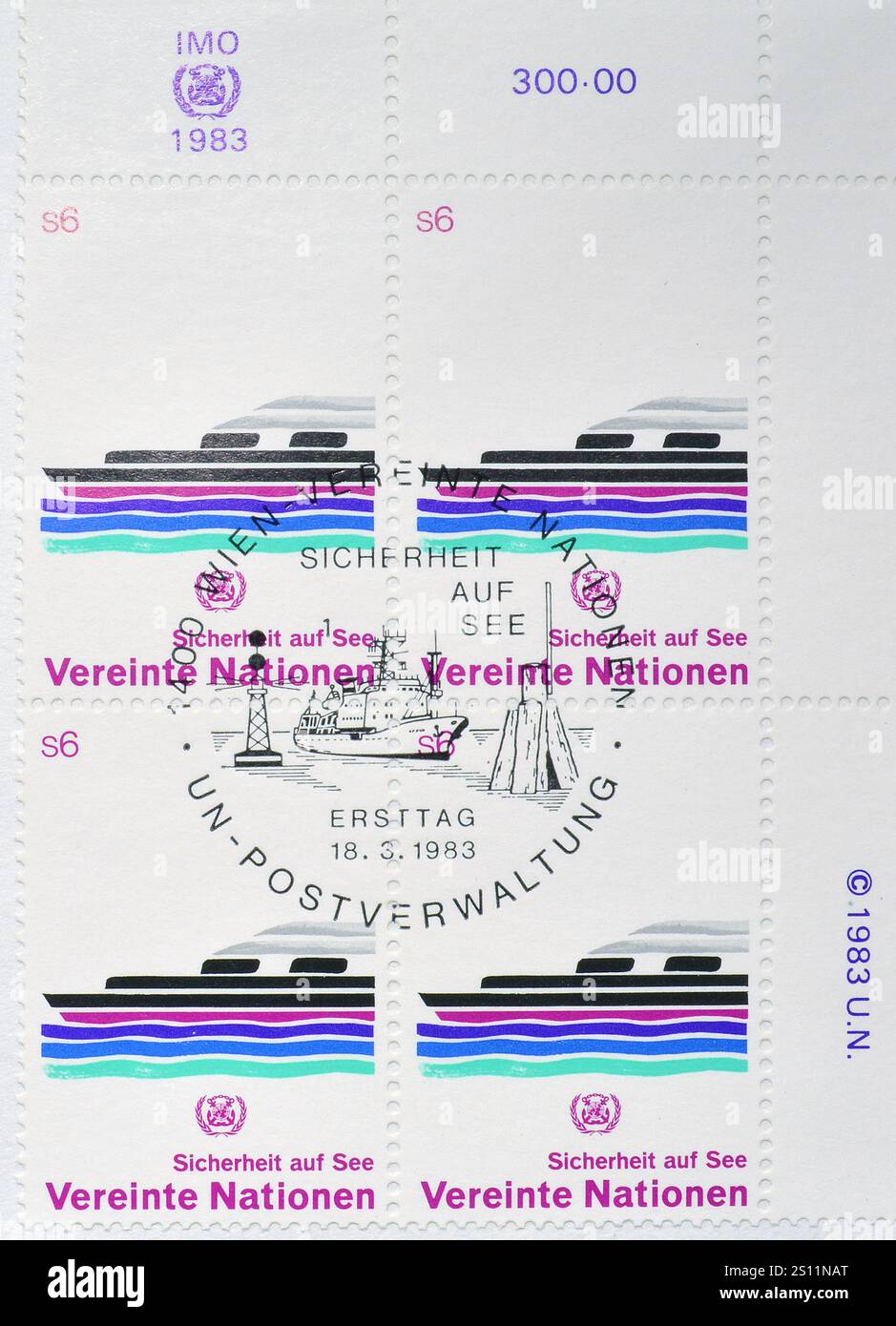 Cancelled postage stamp printed by United Nations, that promotes Safety ...