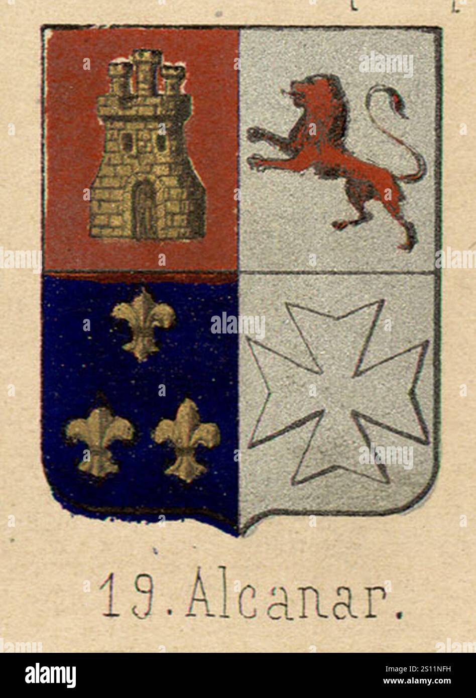 Escudo de Alcanar (Piferrer, 1860 Stock Photo - Alamy