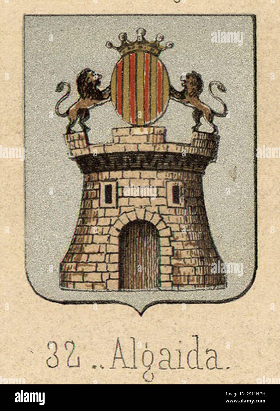 Escudo de Algaida (Piferrer, 1860 Stock Photo - Alamy