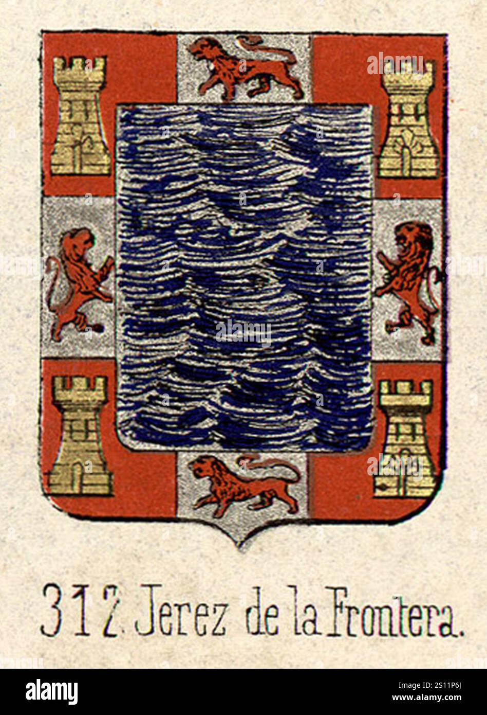 Escudo de Jerez de la Frontera (Piferrer, 1860 Stock Photo - Alamy