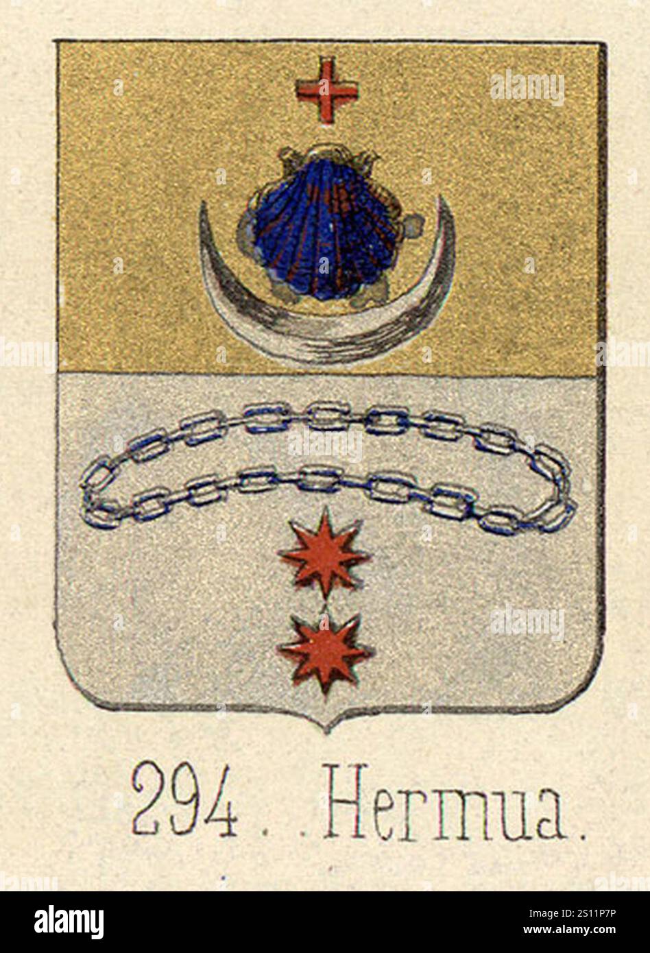 Escudo de Hermua (Piferrer, 1860 Stock Photo - Alamy