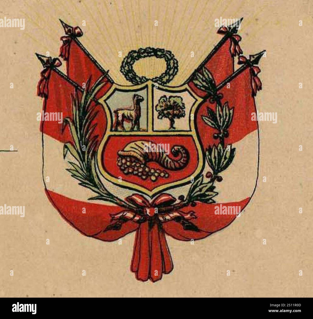 Escudo Peru - Mapa del Perú (1913) (cropped Stock Photo - Alamy