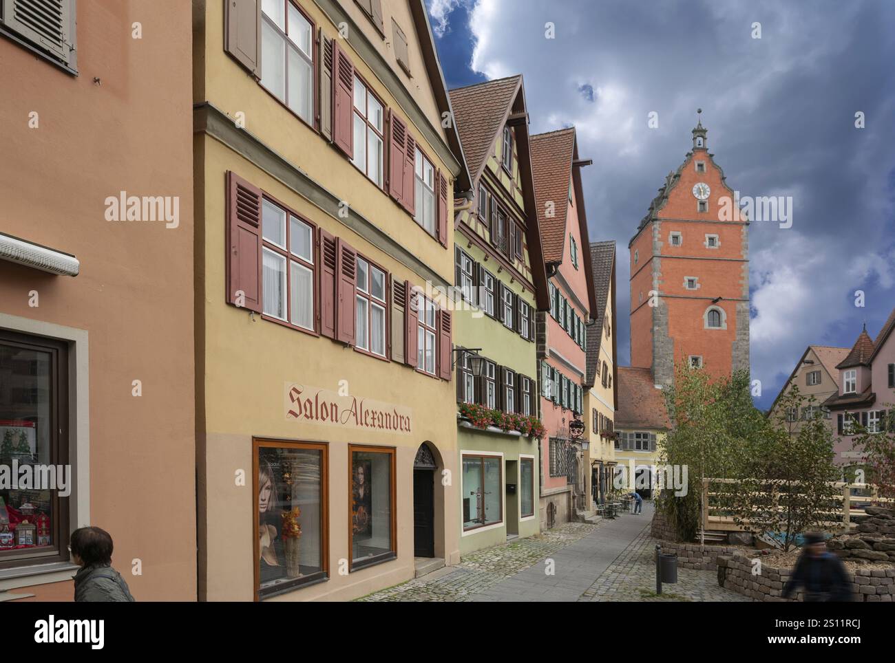 Historic residential and commercial buildings, behind the Woernitz Gate ...