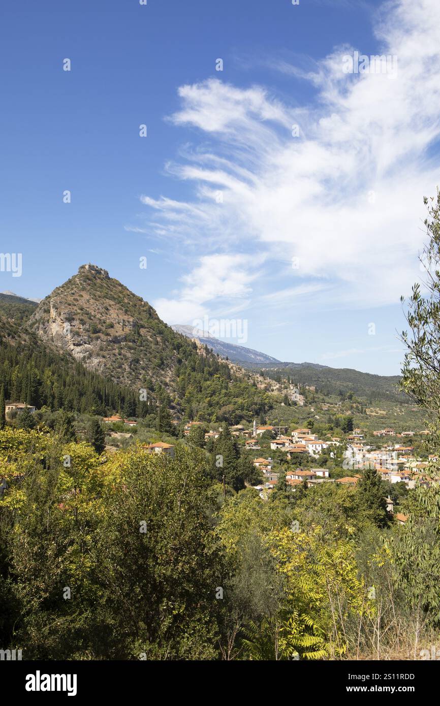 Byzantine ruined city of Mystras or Mistra on the Taygetos Mountains ...