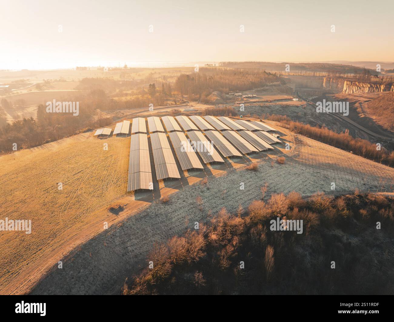 Large solar park in the middle of rural, sun-drenched fields, Magstadt ...