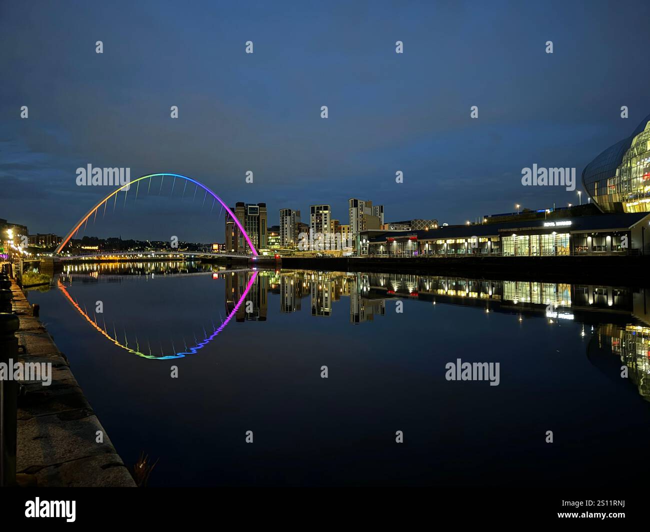 Newcastle Upon Tyne Quayside, Tyne Bridge, Millennium Bridge, The ...