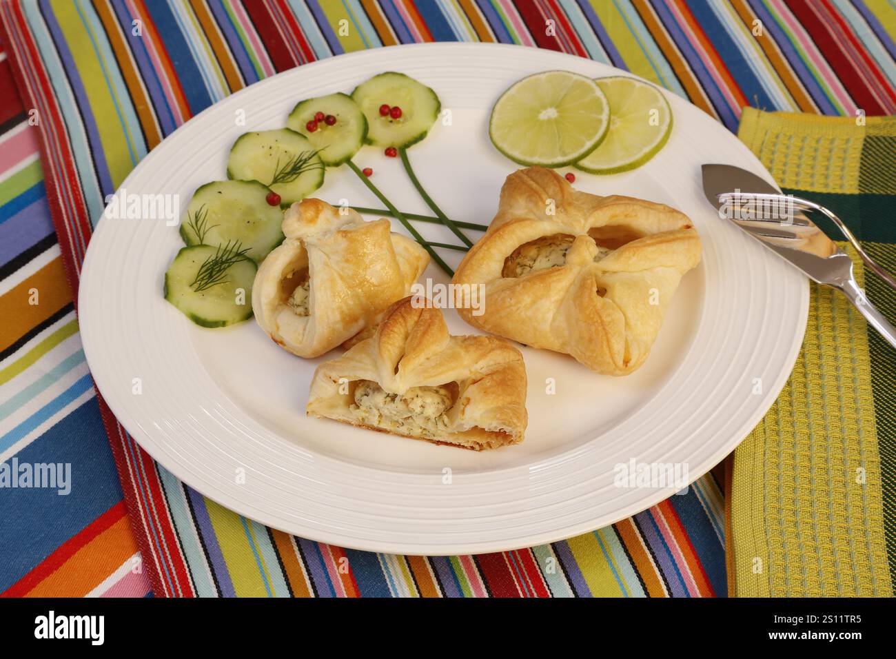 Southern German cuisine, trout cream in puff pastry, starter, fish dish ...