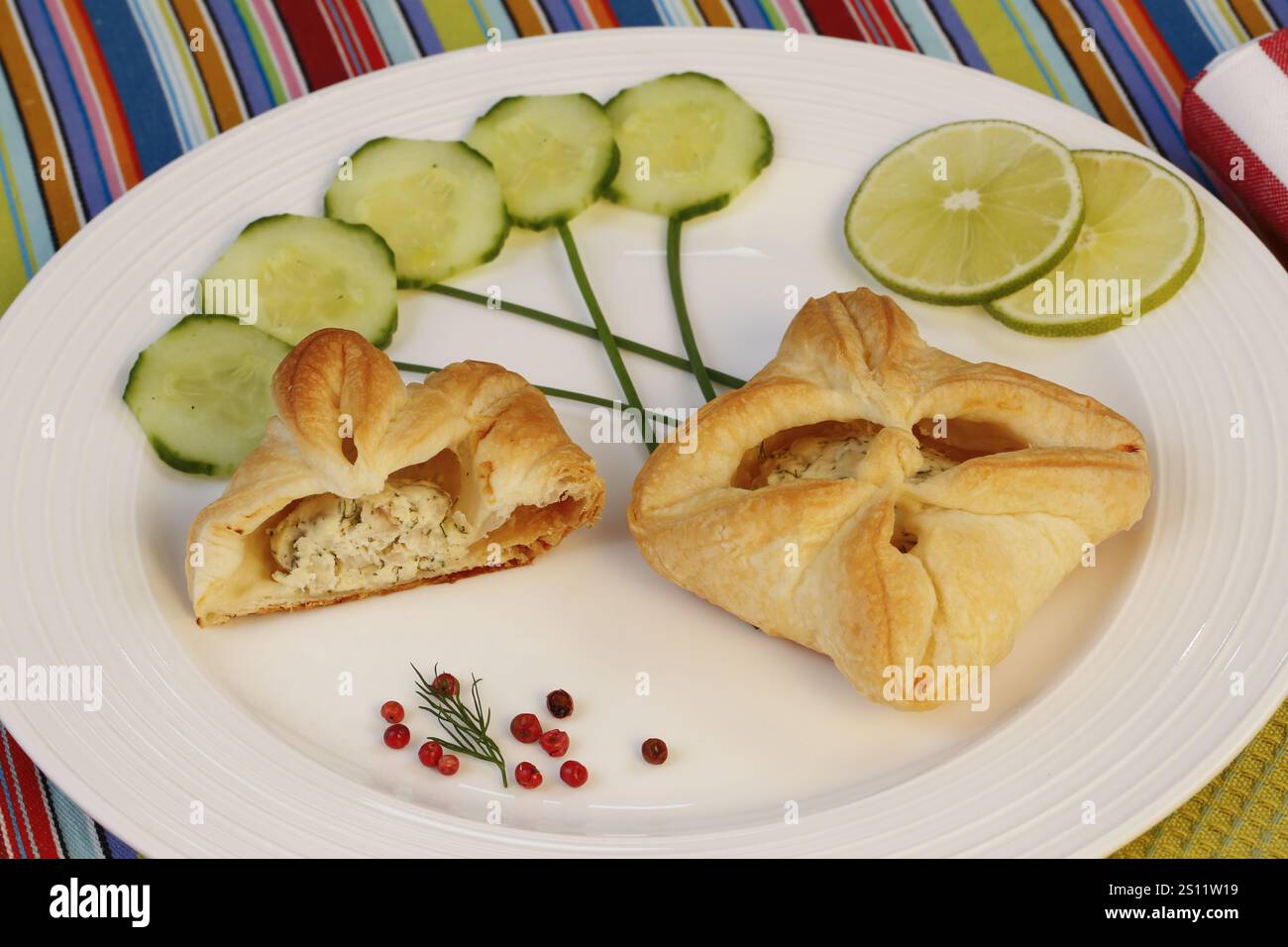 Southern German cuisine, trout cream in puff pastry, starter, fish dish ...