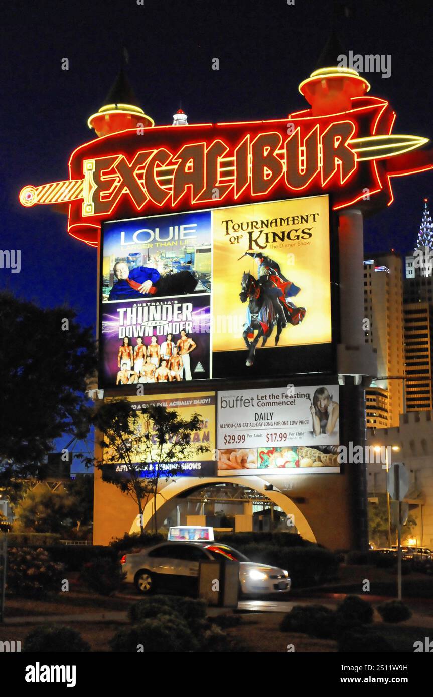 Las Vegas, Nevada, USA, North America, Illuminated Excalibur ...