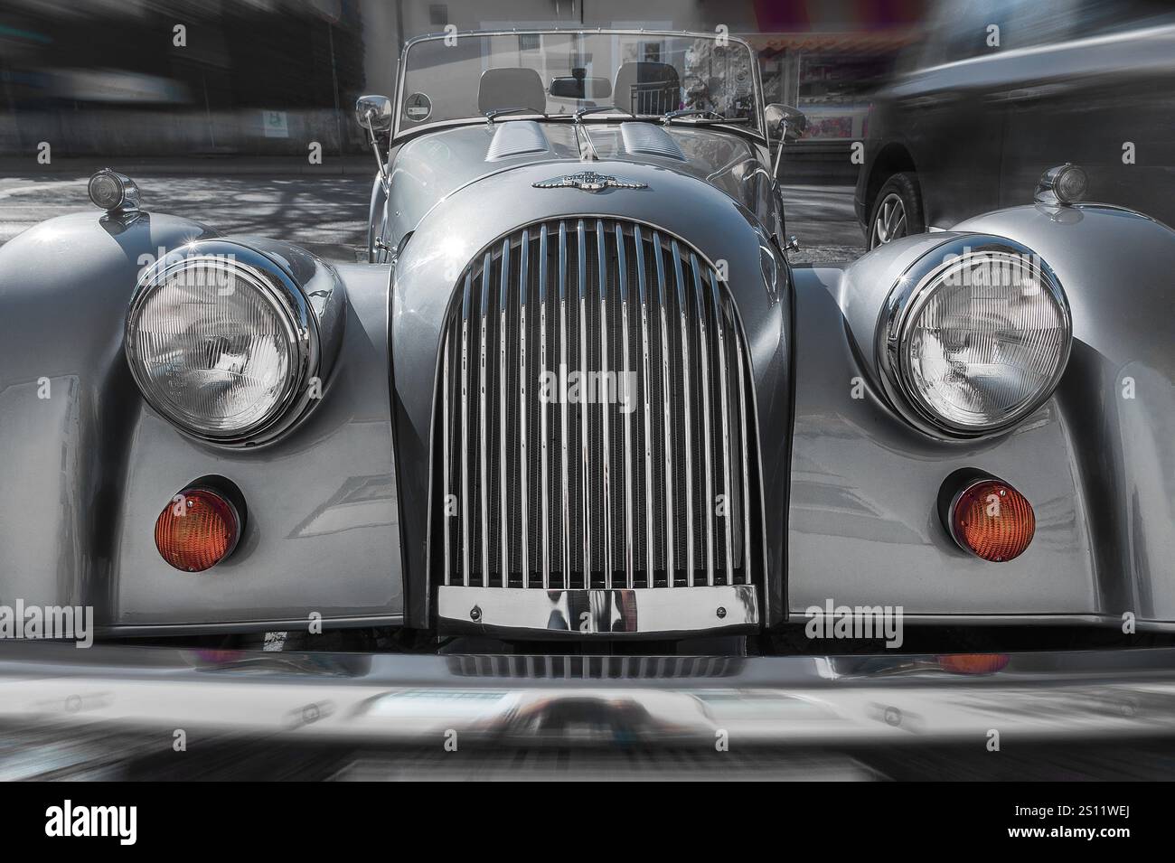 Bonnet and radiator grille. Morgan Roadster plus 8, Upper Bavaria ...