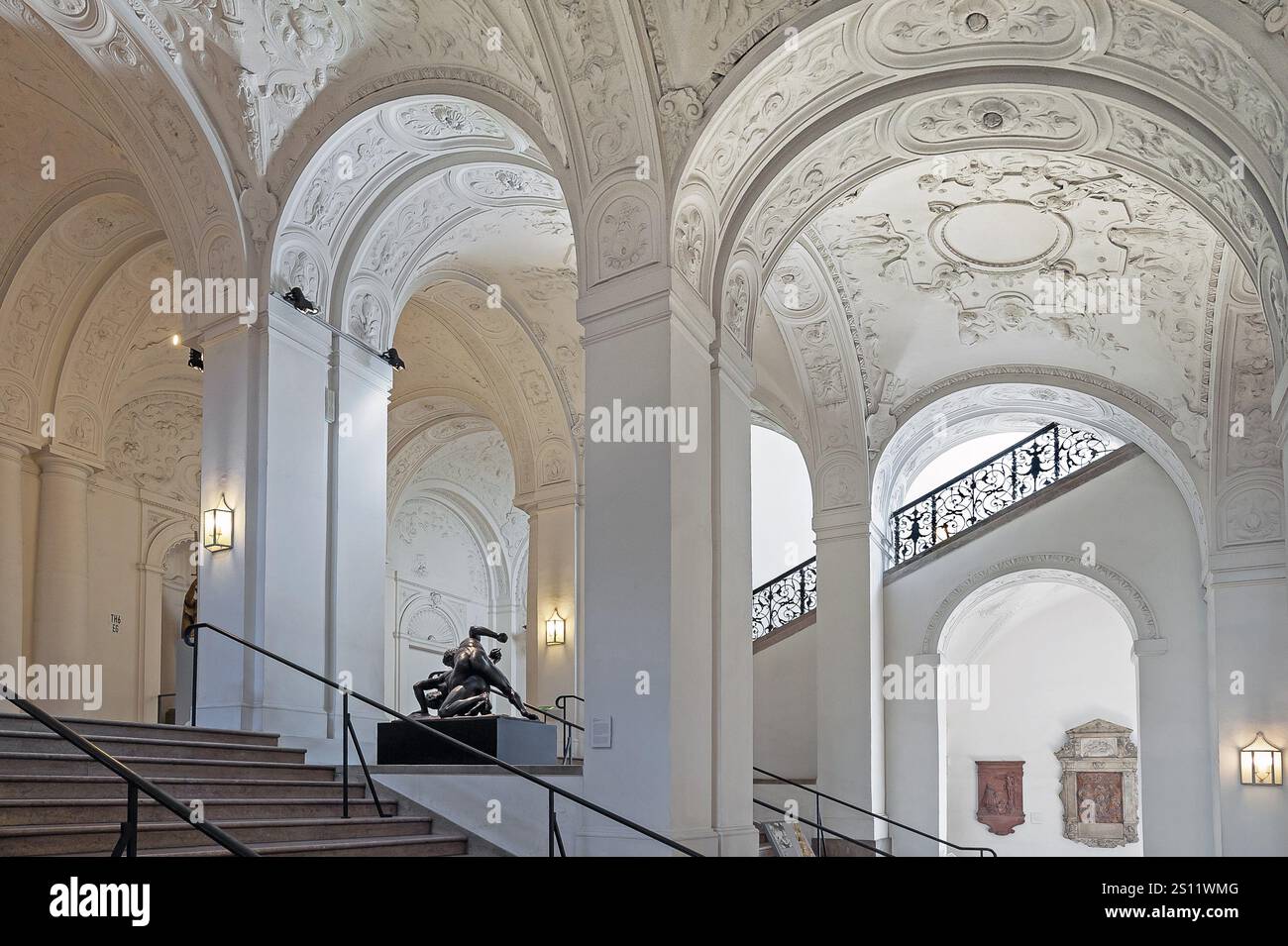 Staircase with the wrestling group, bronze by Soldani Benzi, 1656-1740, replica of a Hellenistic ...