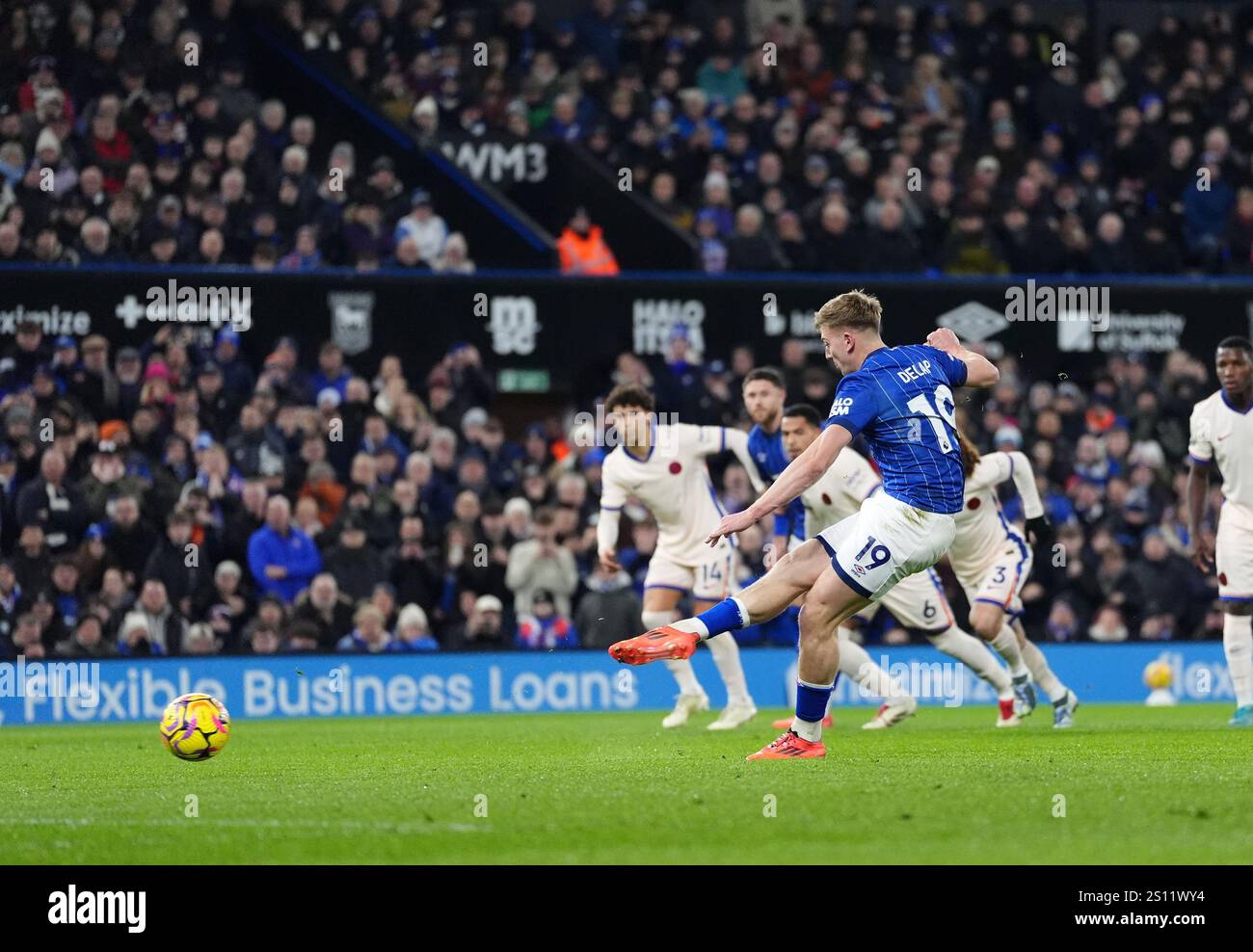 Ipswich Town's Liam Delap scores their side's first goal of the game ...