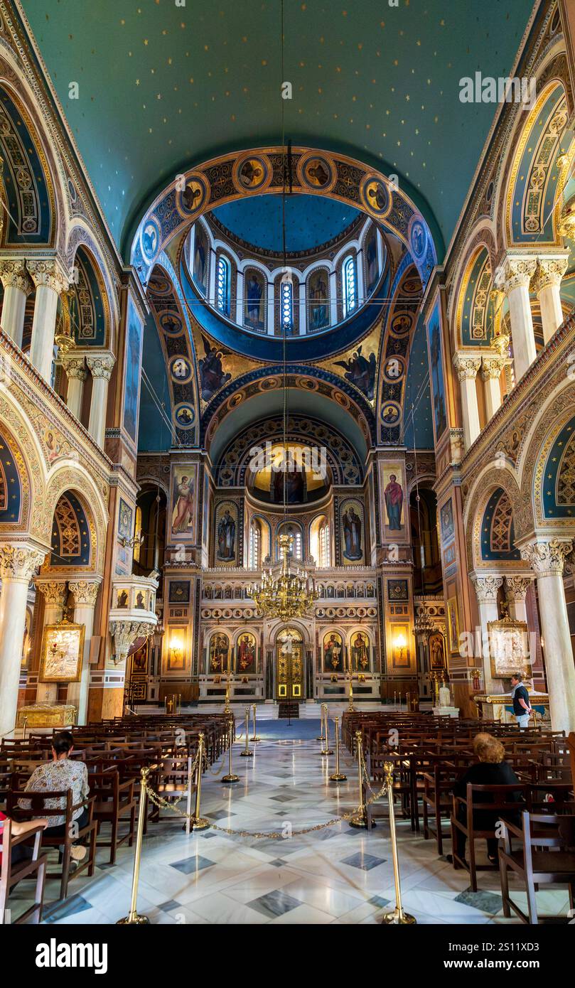 Athens, Attica - GR - Oct 25, 2024 Interior of The Holy Metropolitan ...