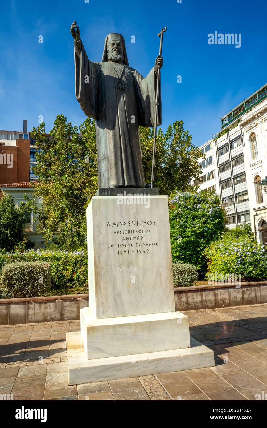 Athens, Attica - GR - Oct 25, 2024 The Statue of Archbishop Damaskinos ...