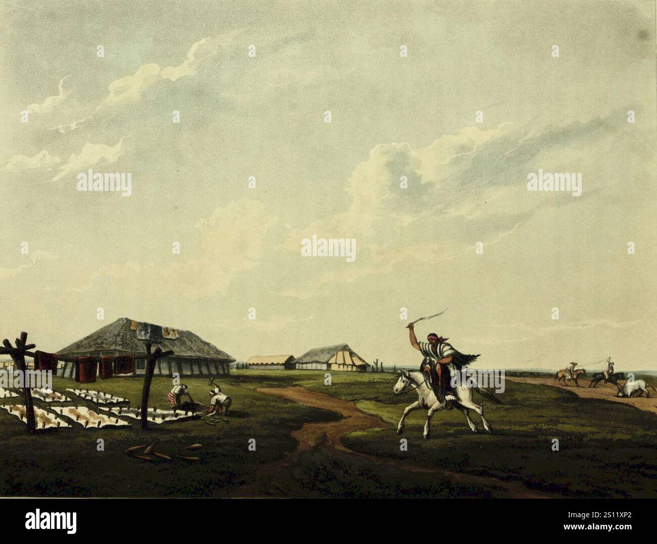 Estancia (ranch), on the San Pedro river, Uruguay, c.1818 Stock Photo ...