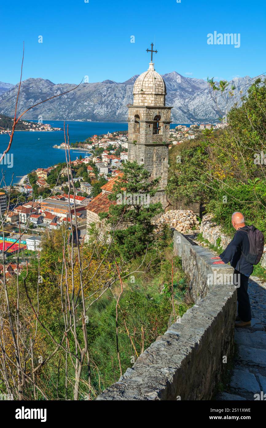 View from Kotor Town's ancient walls, which were built to protect the ...