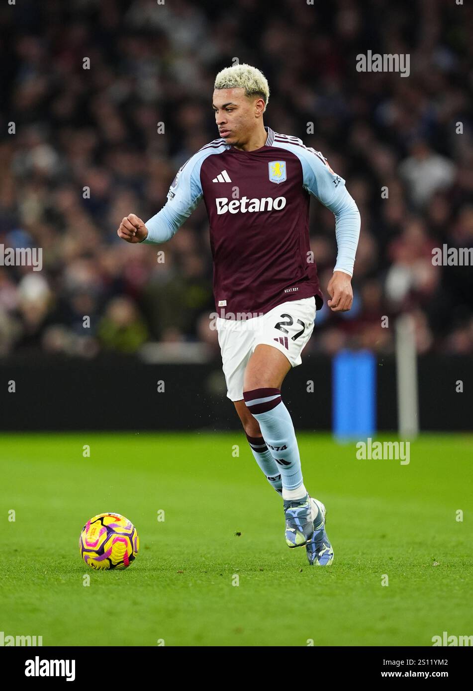 Aston Villa's Morgan Rogers during the Premier League match at Villa Park, Birmingham. Picture ...