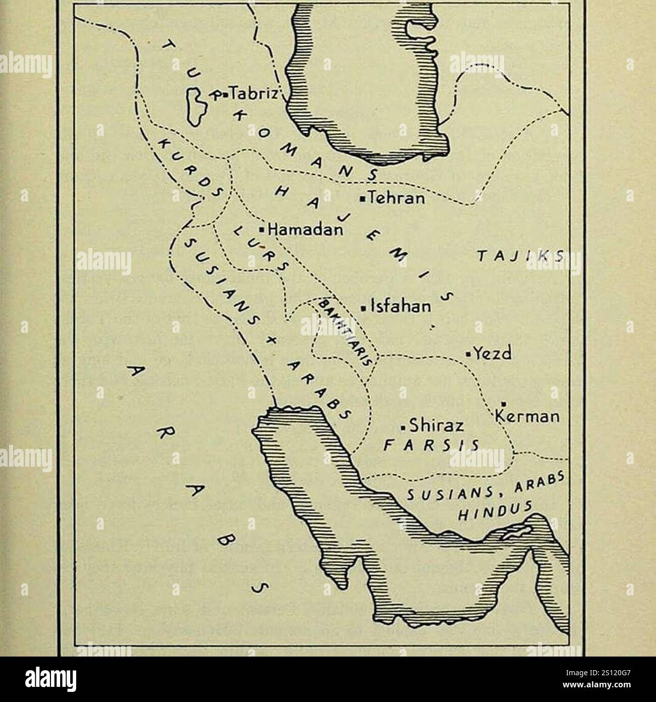 Ethnographic map of Persia in circa 1939 Stock Photo - Alamy