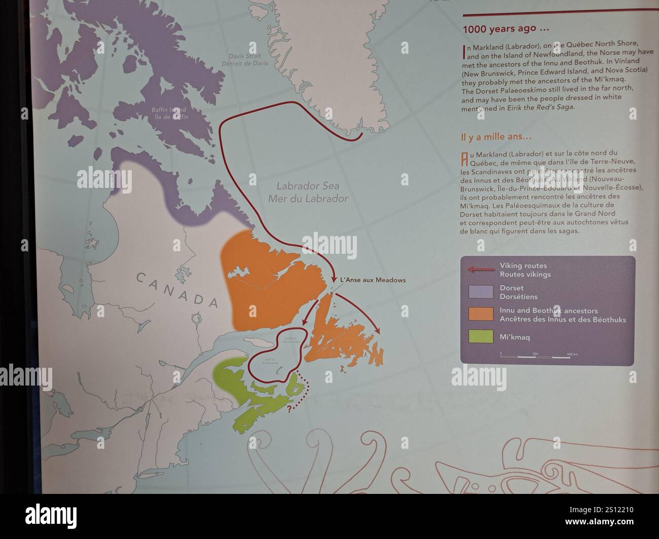 Map showing Viking routes inside the visitors centre in L’Anse aux ...
