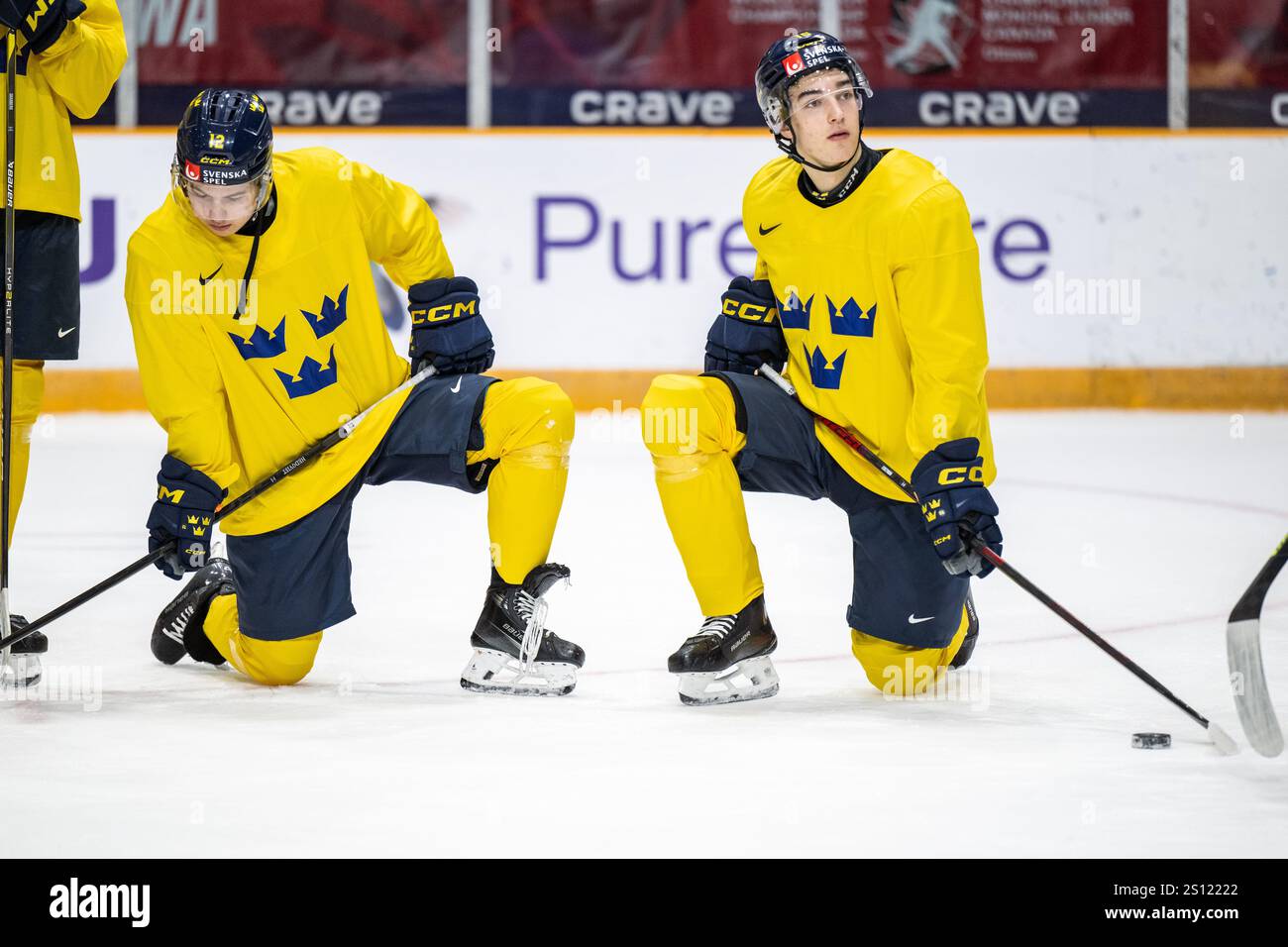 Isac Hedqvist and David Edstrom of, Sweden. , . at a practice session ...