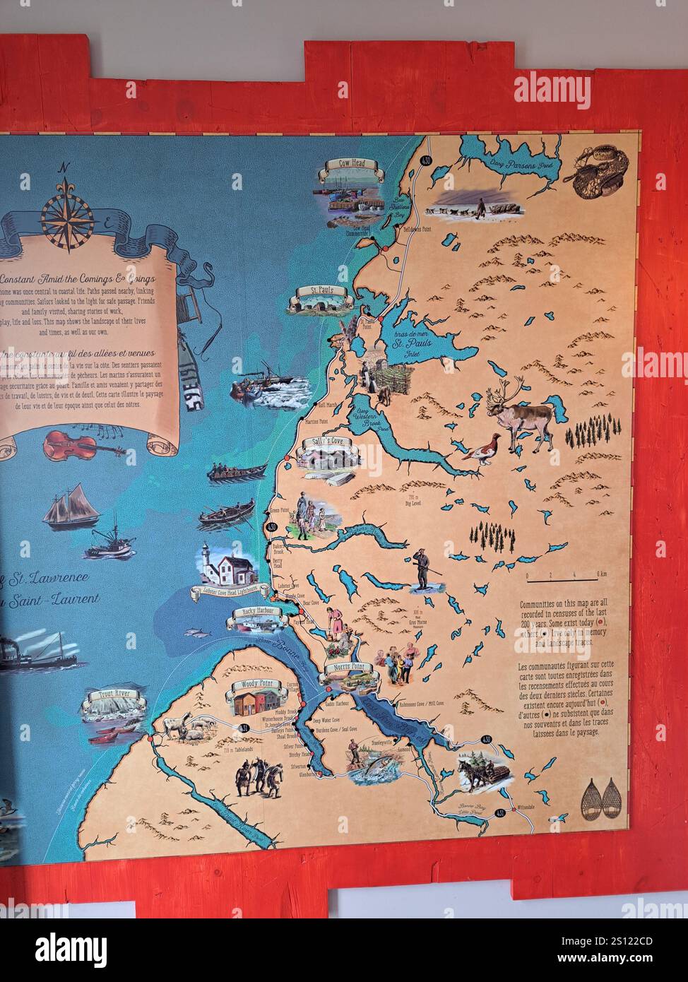 Map showing communities inside the visitors centre at Lobster Cove Head ...