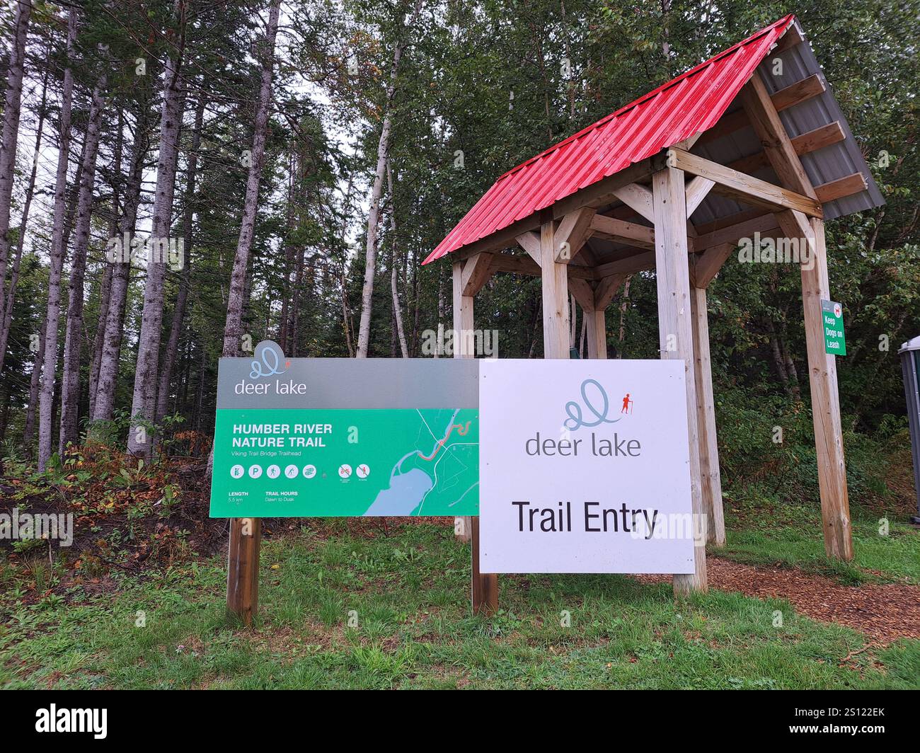 Deer Lake trail entry sign in Newfoundland & Labrador, Canada Stock ...