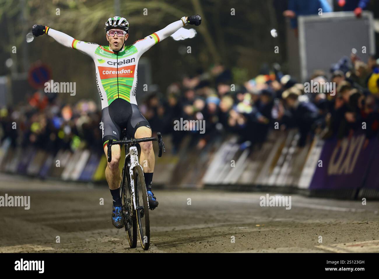 Diegem, Belgium. 30th Dec, 2024. Belgian Laurens Sweeck celebrates as ...