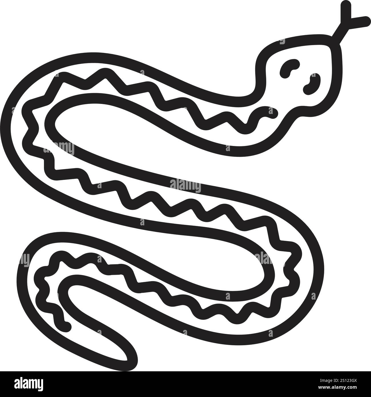 Black line snake, vector monochrome illustration, editable stroke Stock ...