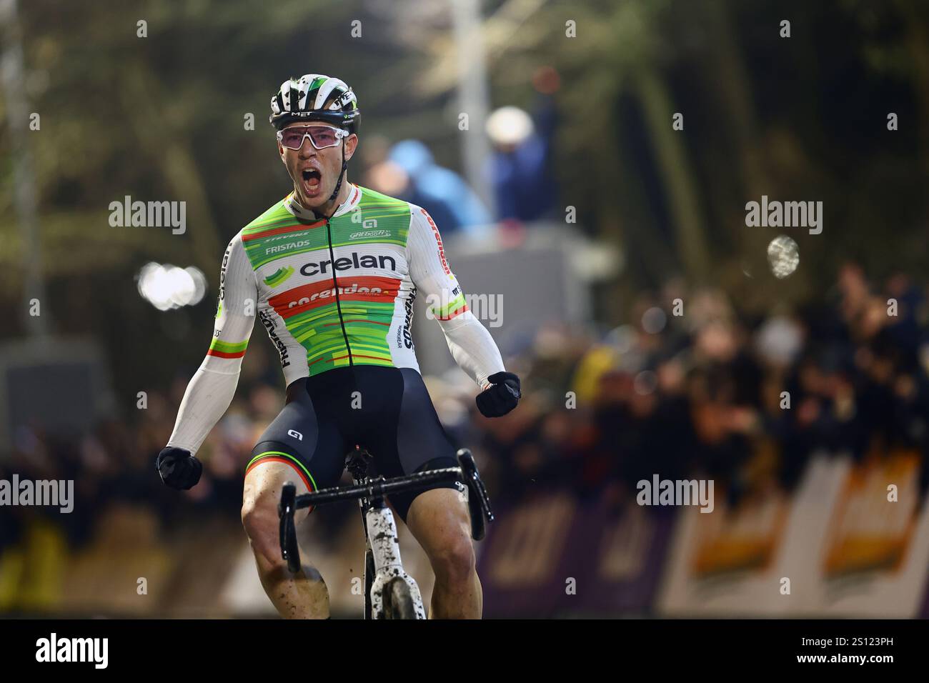 Diegem, Belgium. 30th Dec, 2024. Belgian Laurens Sweeck celebrates as ...