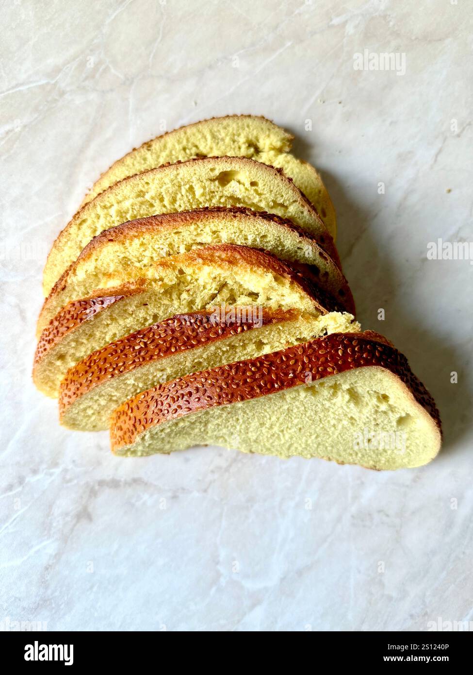 sourdough bread slices with turmeric handmade. Ready to eat Stock Photo ...